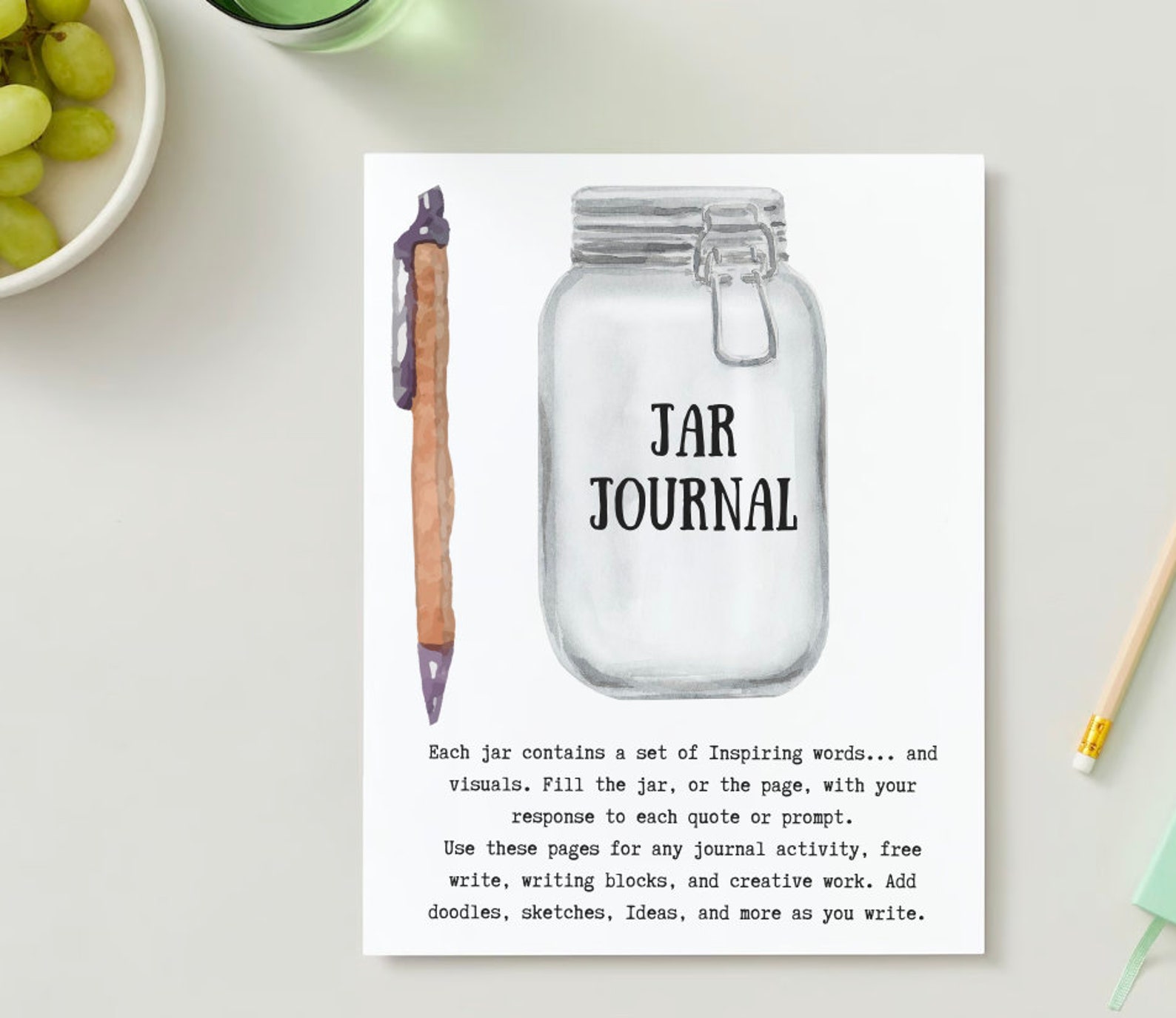 Jar Journal, Quick Downloadable Printable Journal With Journal Prompts ...