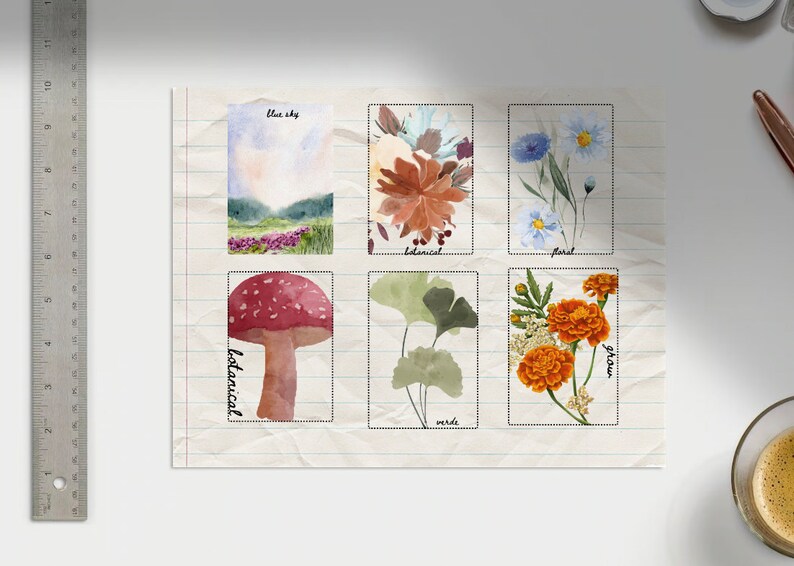 Botanical Nature Trading Cards Note Art Journal Cards ATC Vintage Mini ...