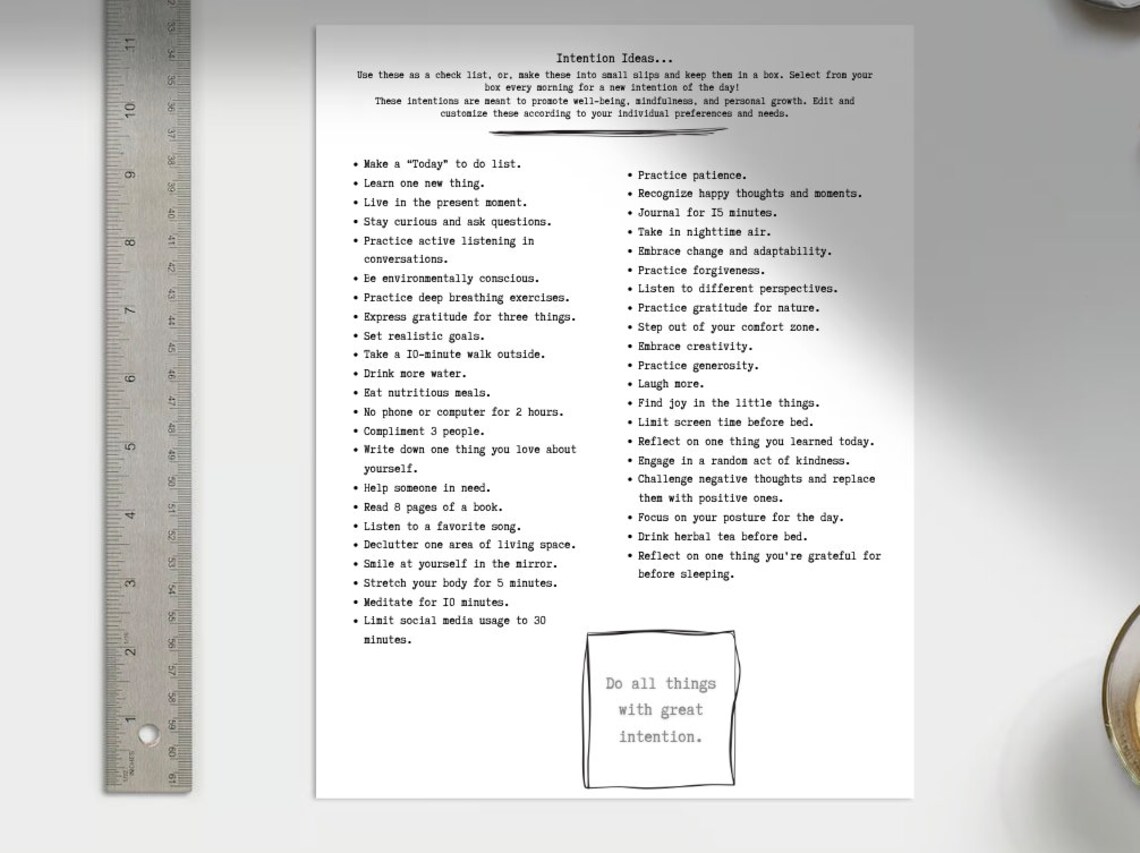 Daily Intentions Setting Intentions Activity With List of Over 40 ...