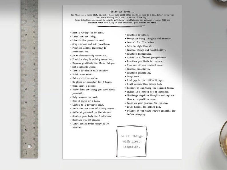 Daily Intentions Setting Intentions Activity With List of Over 40 ...