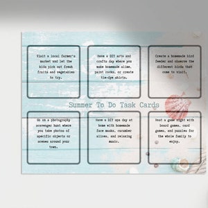 Summer to Do Task Cards for Kids and Families Arts and Crafts Summer ...