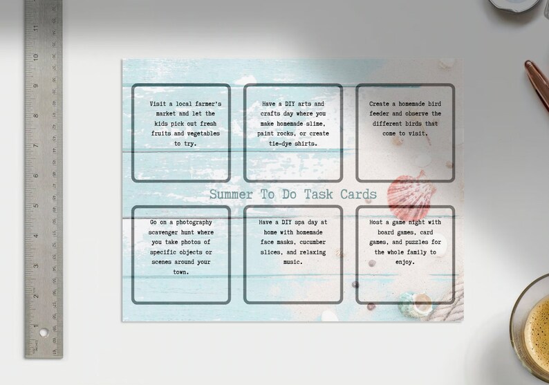 Summer to Do Task Cards for Kids and Families Arts and Crafts Summer ...