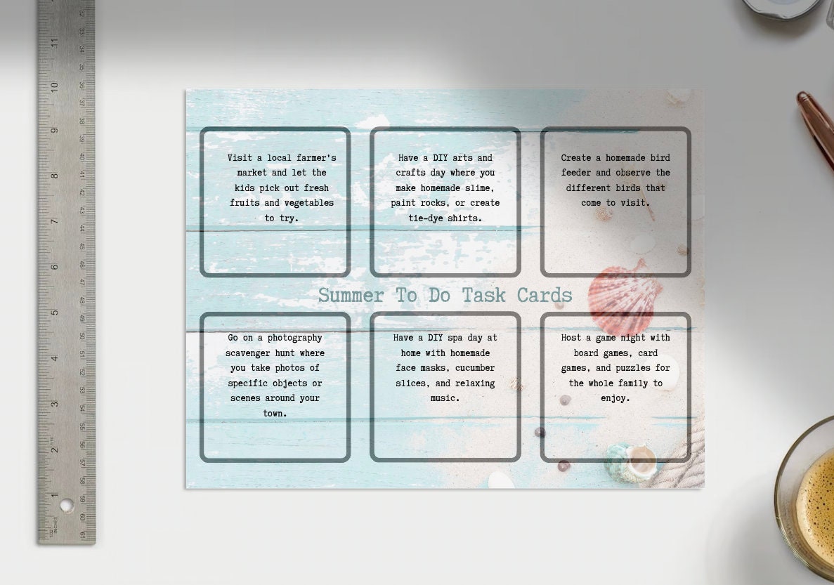 Summer to Do Task Cards for Kids and Families Arts and Crafts Summer ...
