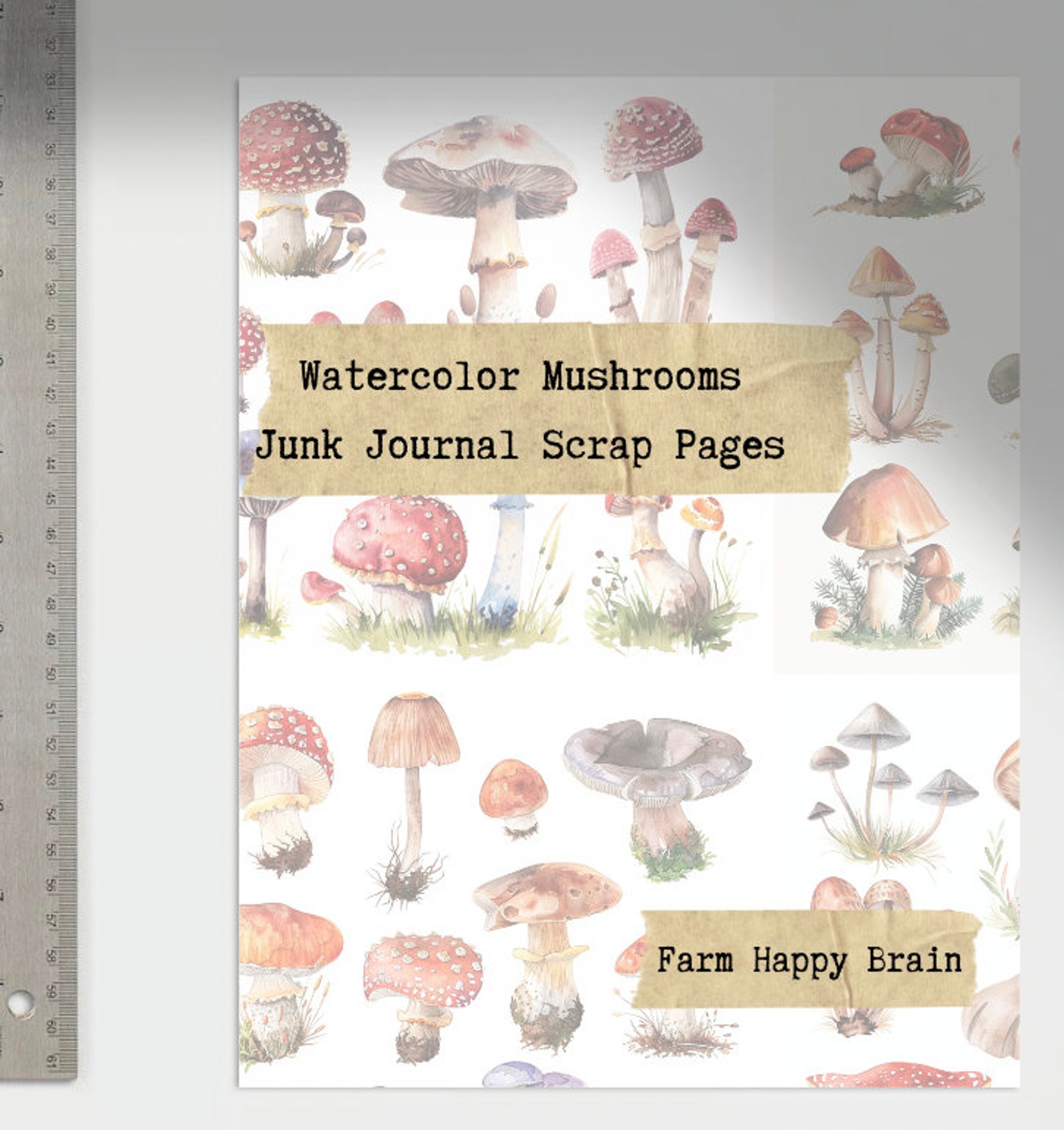 Vintage Mushroom Forest Watercolor Scrapbook Pages (digital Download ...