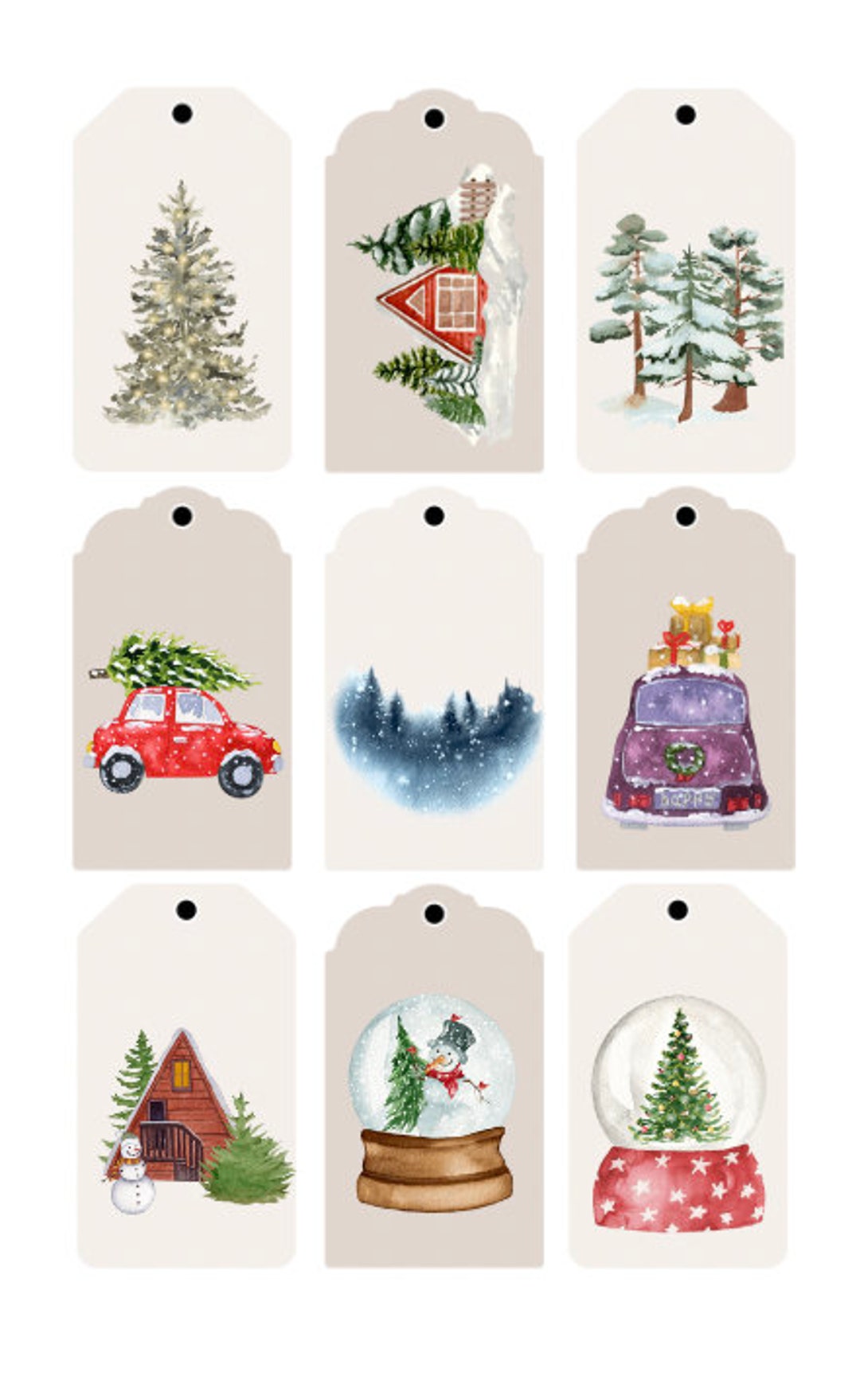Winter Wonderland Downloadable Holiday Gift Tags, Watercolor Winter ...