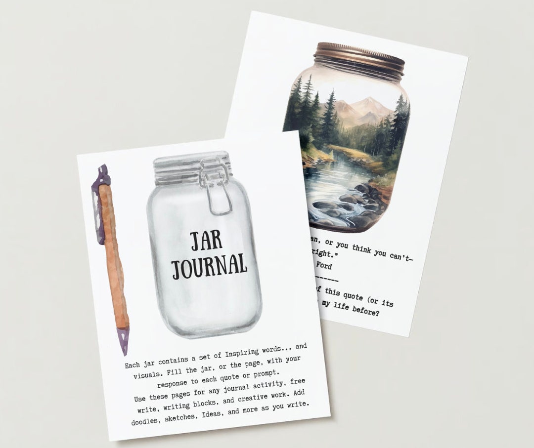 Jar Journal, Quick Downloadable Printable Journal With Journal Prompts ...