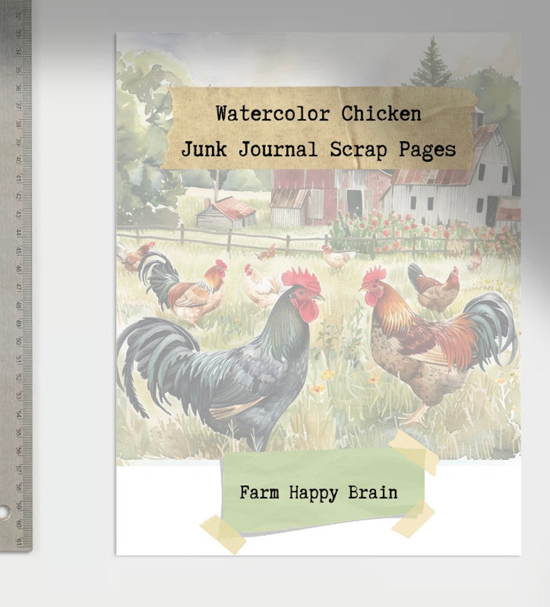 Vintage Farm Chicken Scenes Scrap Junk Journal Pages for Scrapbooking ...