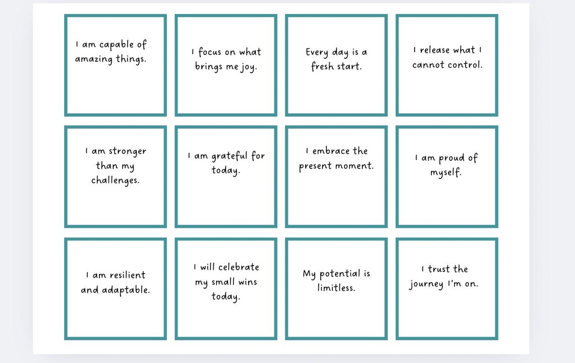Daily Mantra Cards for Teens and Adults Set of 24 Printable Cards With ...