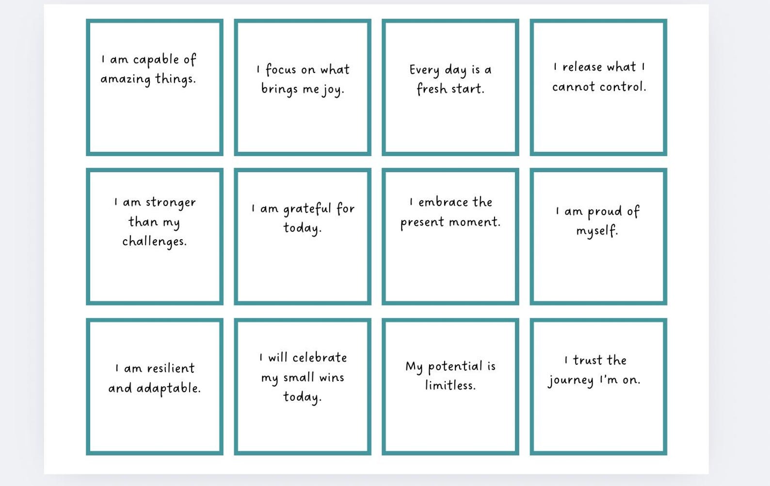 Daily Mantra Cards for Teens and Adults Set of 24 Printable Cards With ...