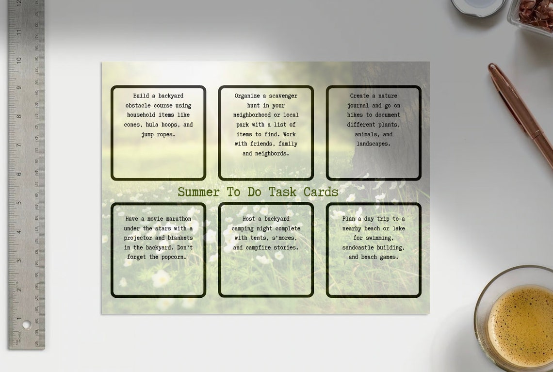 Summer to Do Task Cards for Kids and Families Arts and Crafts Summer ...