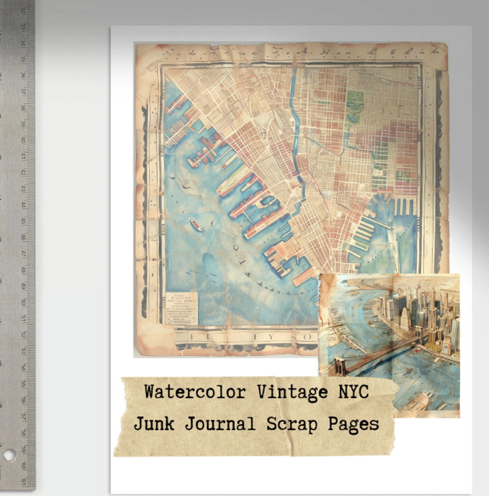 Vintage NYC Maps and Places Unique Designs Scrap and Junk Journal Pages ...