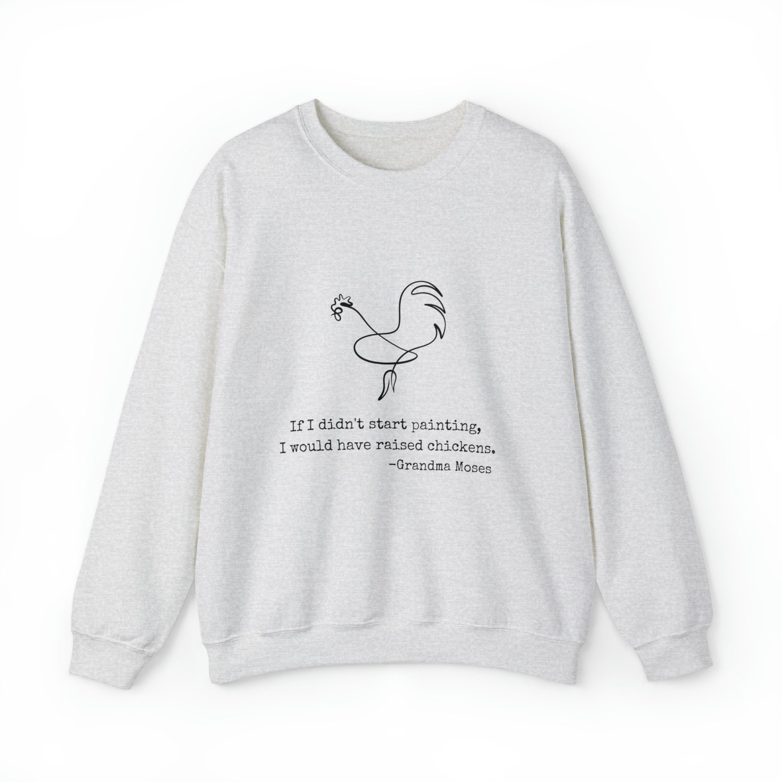 Grandma Moses Chicken Sweatshirt - Unisex Line Art Crewneck - Etsy