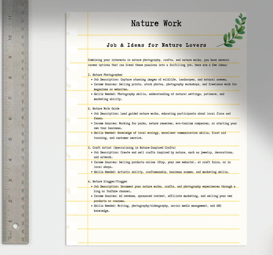 Nature Lovers Jobs and Ideas Quick Guide Inspire Creative Work With the ...