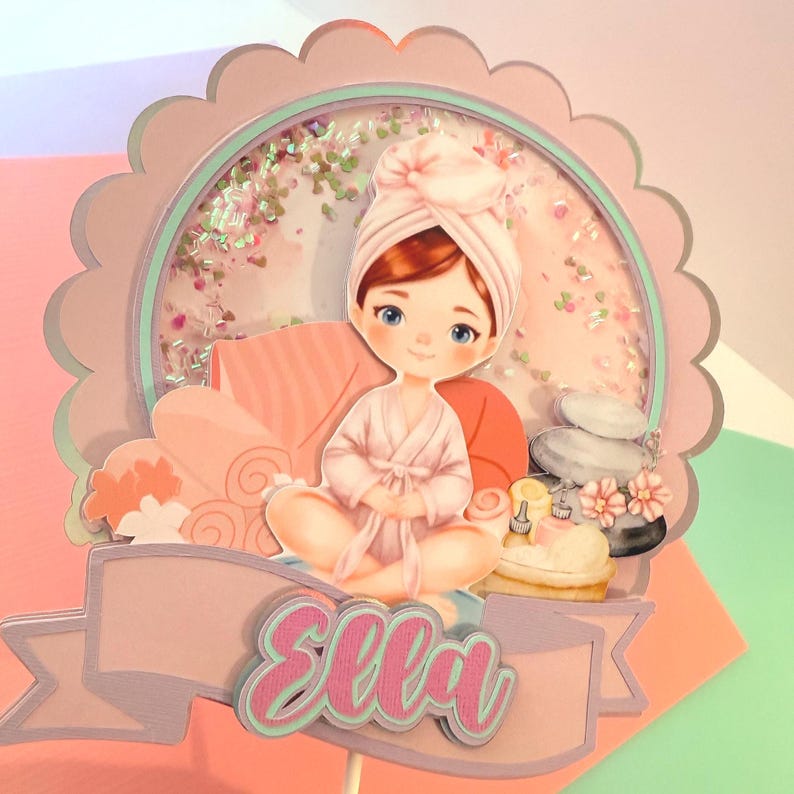 Girl's Spa Cake Topper, Pamper Party Decor, Slumber Party Theme, Cute ...