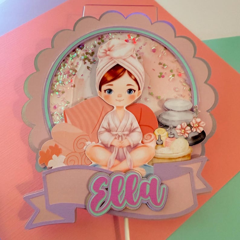 Girl's Spa Cake Topper, Pamper Party Decor, Slumber Party Theme, Cute ...