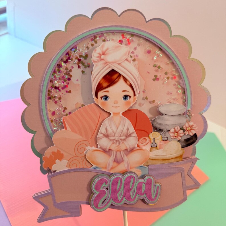 Girl's Spa Cake Topper, Pamper Party Decor, Slumber Party Theme, Cute ...