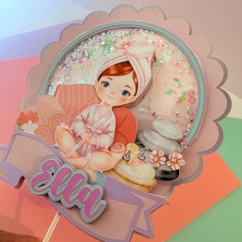 Girl's Spa Cake Topper, Pamper Party Decor, Slumber Party Theme, Cute ...