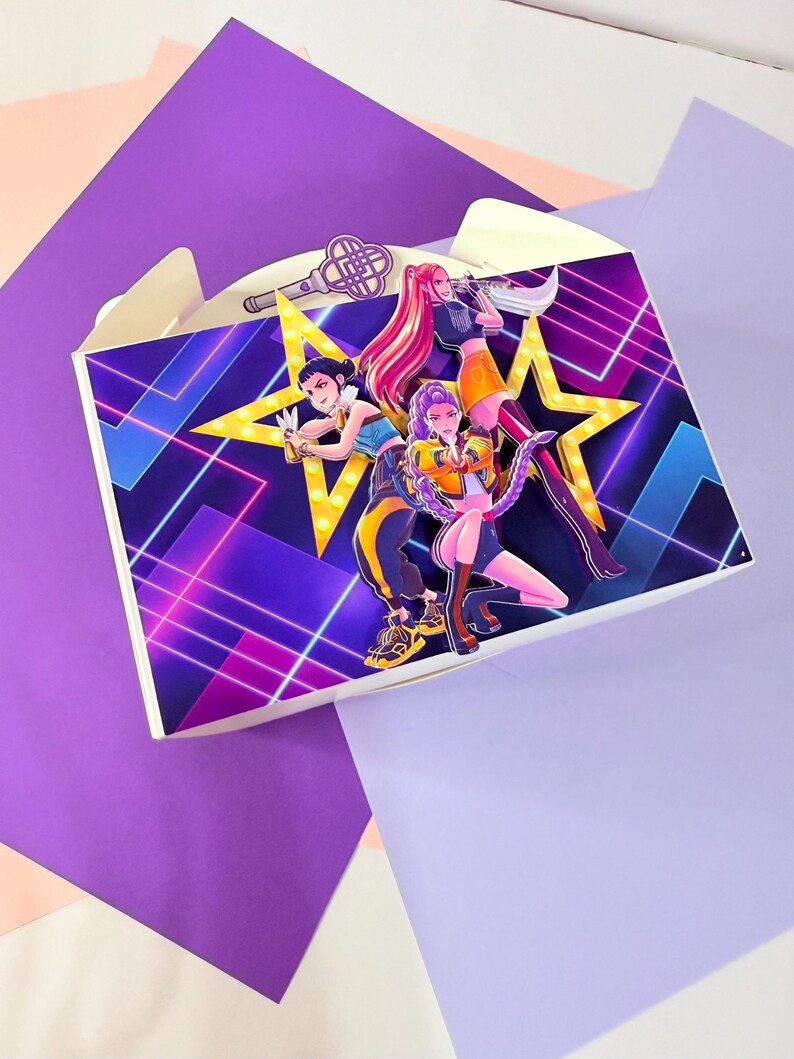 Kpop Demon Hunters Gable Box Party Favors, Huntrix/saja Boys Theme ...