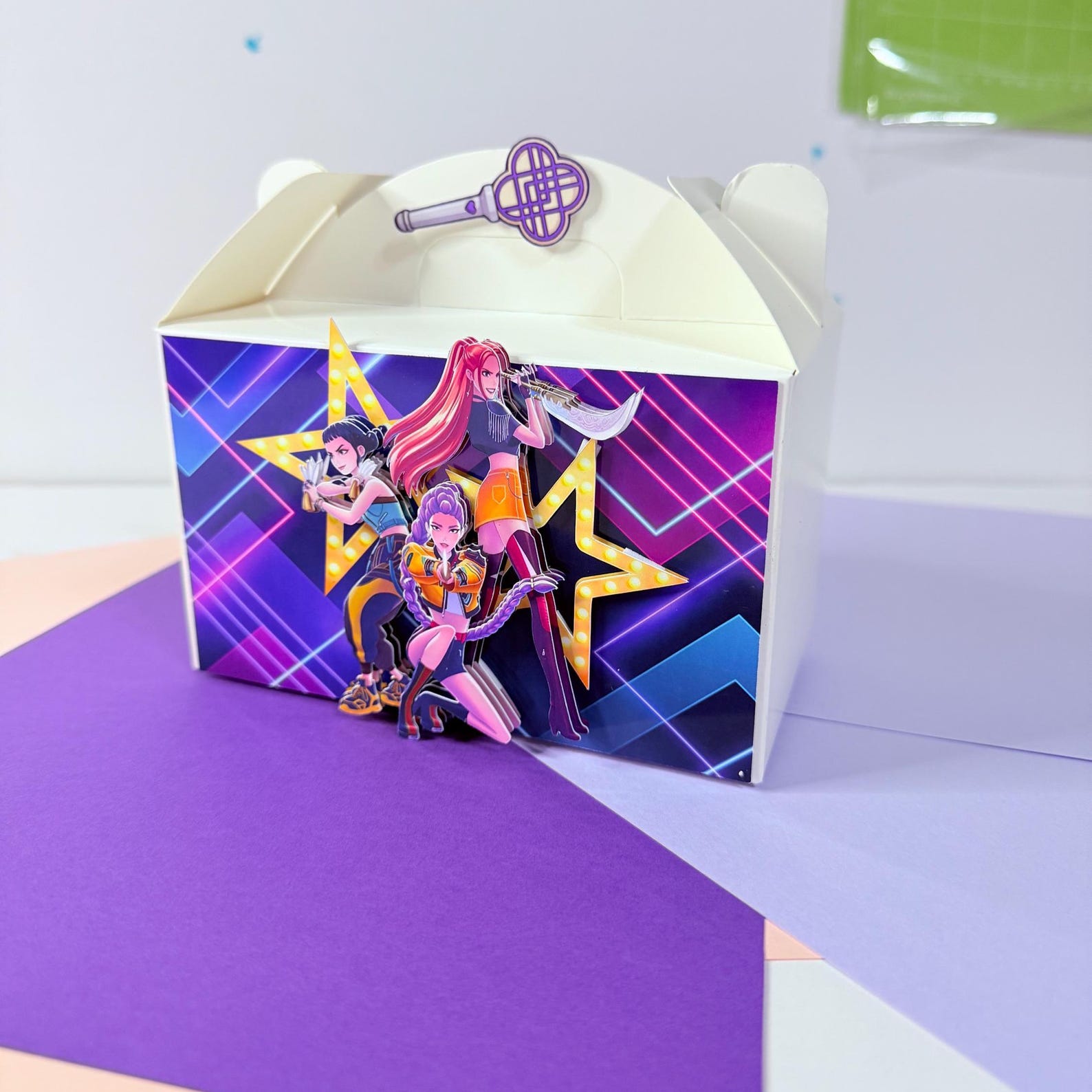 Kpop Demon Hunters Gable Box Party Favors, Huntrix/saja Boys Theme ...