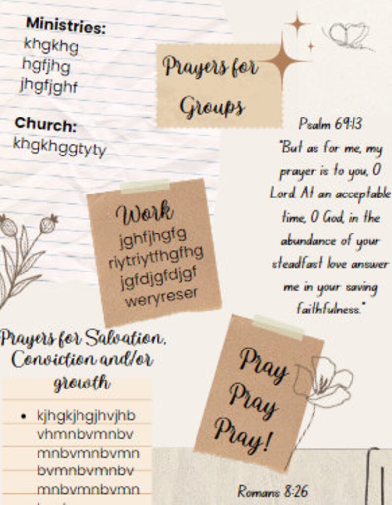 Template Prayer Board, Natural, Gift for Christian, Printable, Editable ...