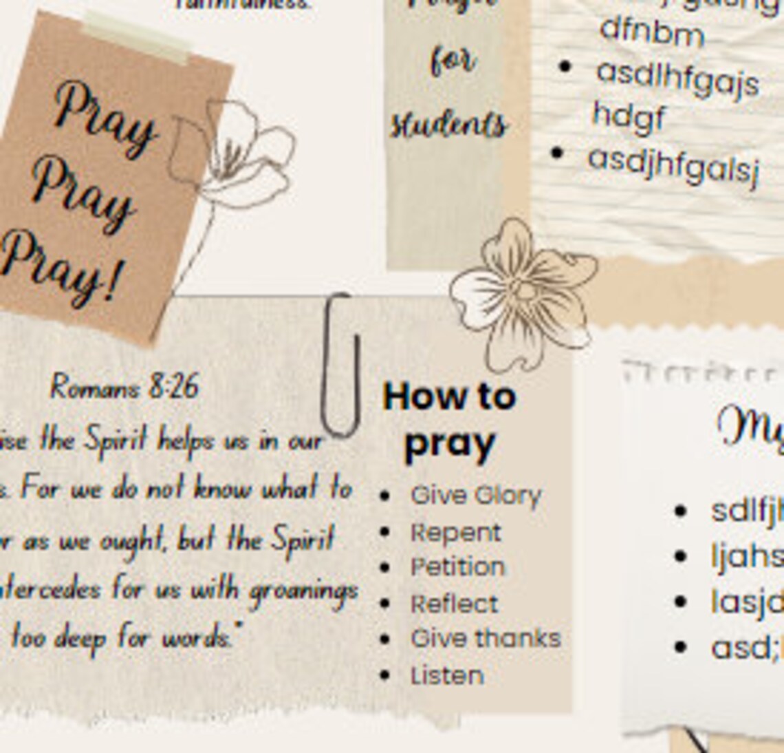 Template Prayer Board, Natural, Gift for Christian, Printable, Editable ...