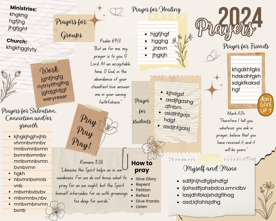 Template Prayer Board, Natural, Gift for Christian, Printable, Editable ...