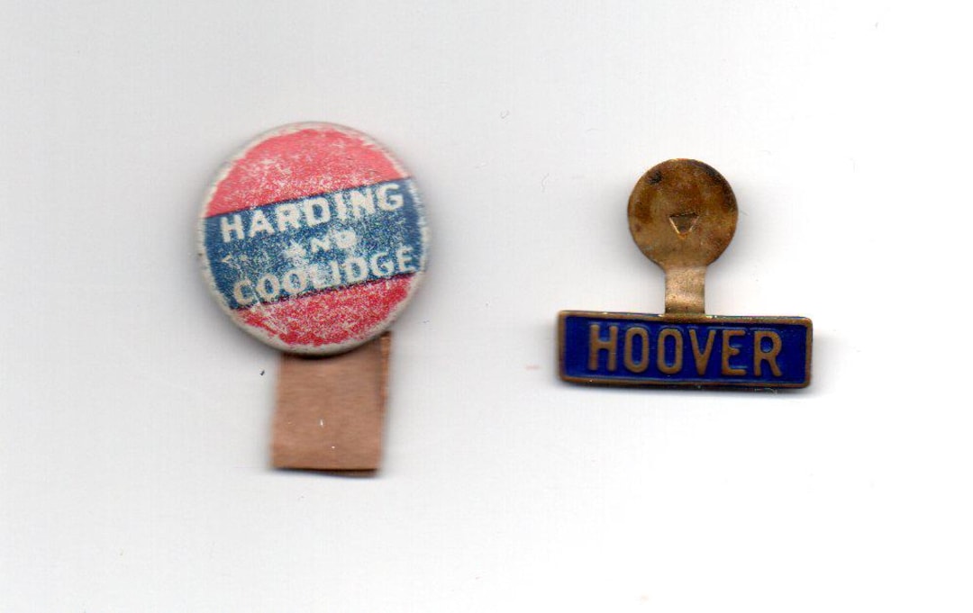 Warren Harding/calvin Coolidge & Herbert Hoover 1920's Political Pins ...