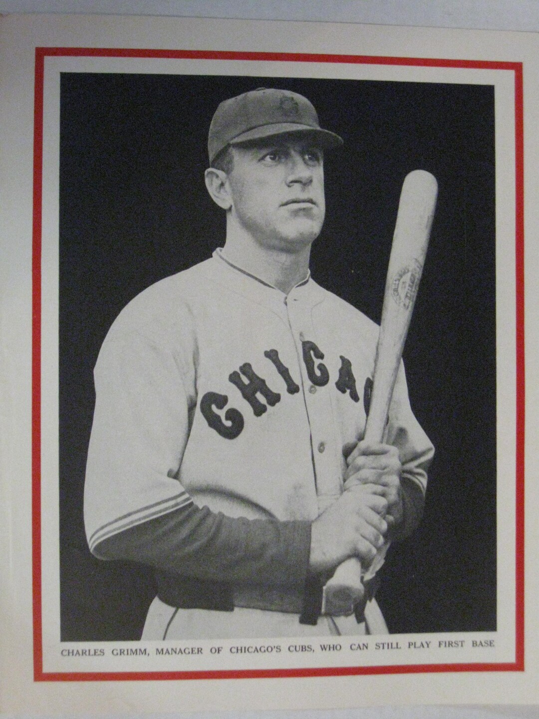 CHARLIE GRIMM 1930's Baseball Magazine Back Cover Pic Insert (9 1/2 X ...