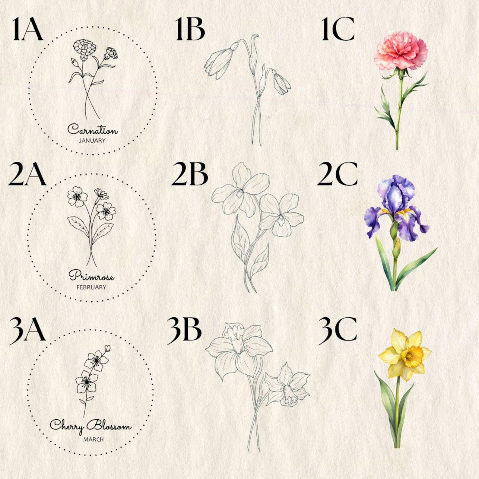 Custom Birth Flower Tattoo Design, Tiny Tattoo Butterfly Birth Flower ...