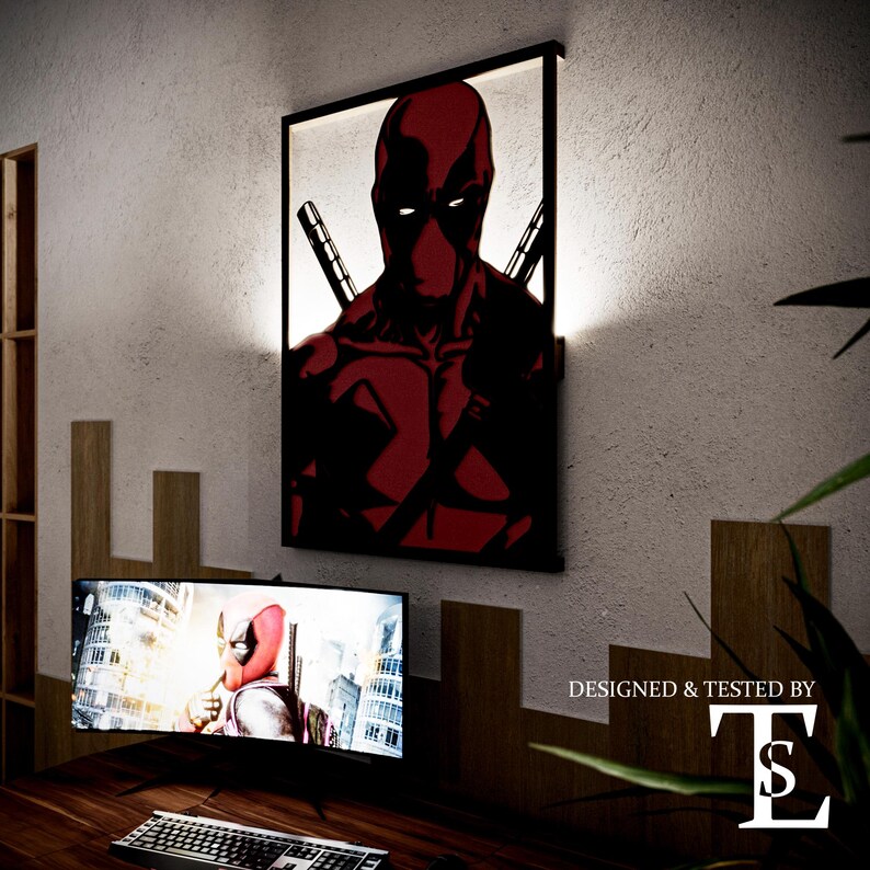 Deadpool SVG Multi-layer LED Superhero Wall Decoration / Laser Cut ...