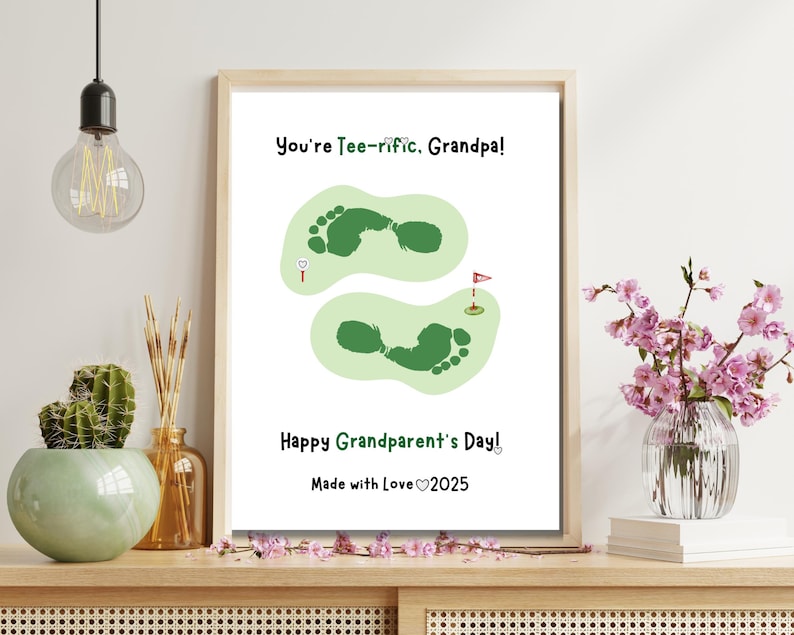 Grandparents Day Handprint Craft Grandpa Footprint Golf Gift DIY Art ...