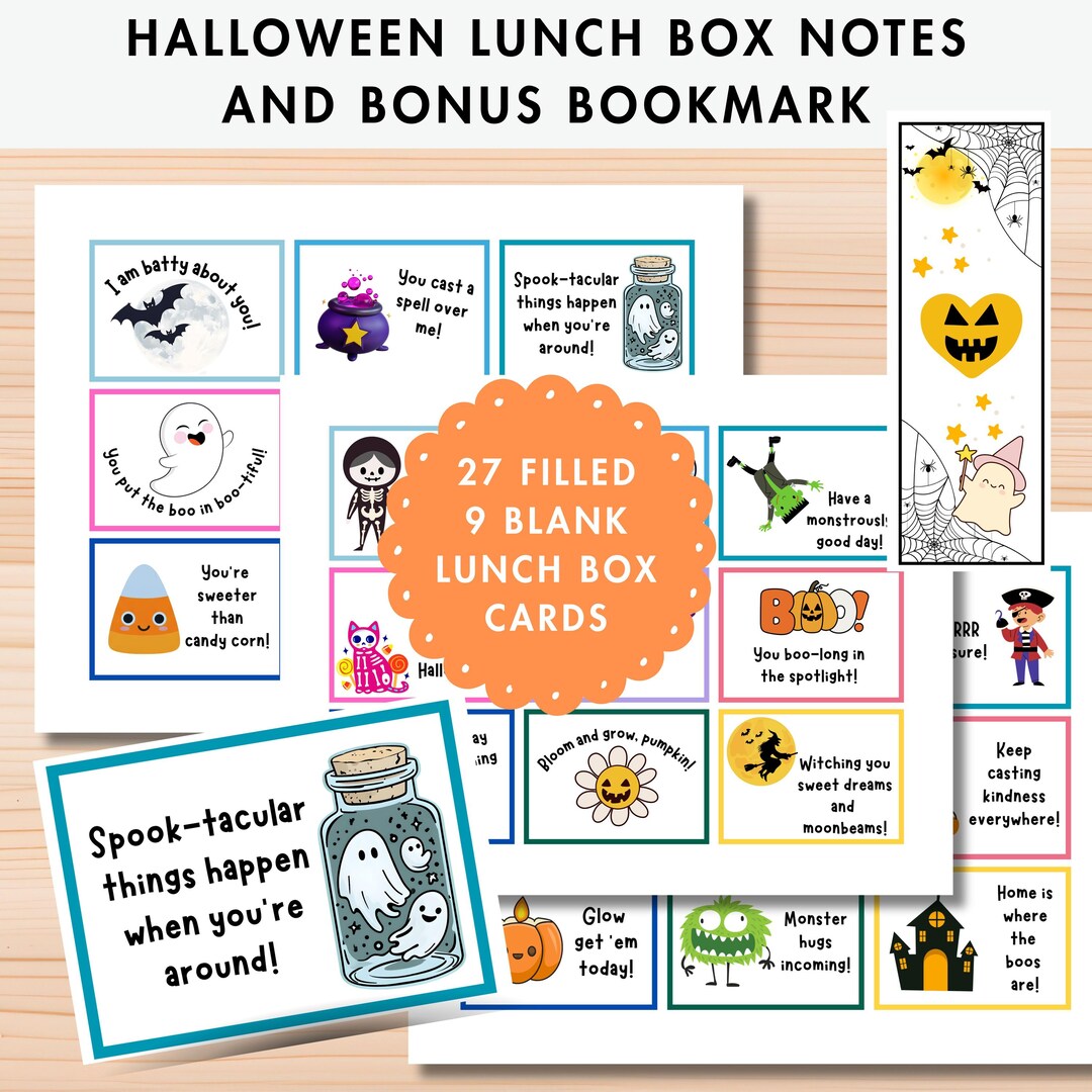 Halloween Lunch Box Notes Printable, Motivational Cards for Kids ...