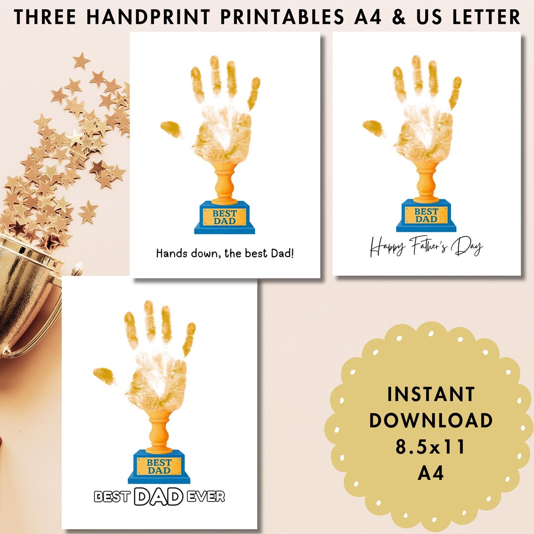 Father's Day Handprint, Trophy Handprint, Handprint Daddy, DIY Dad Gift ...
