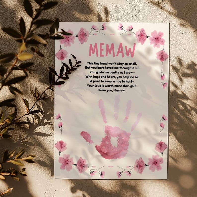 Grandparents Day Handprint Craft Poem Memaw Handprint DIY Grandparent ...