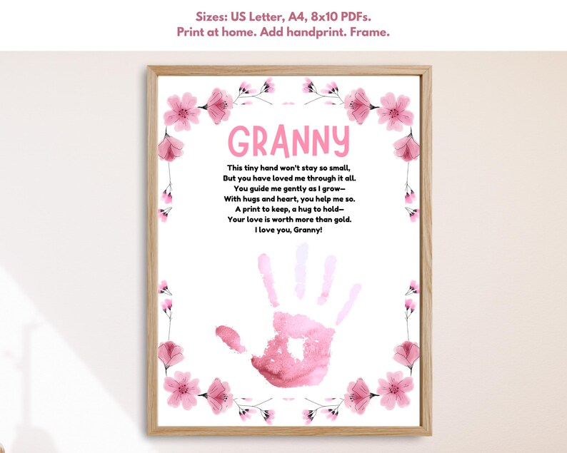 Grandparents Day Handprint Craft Poem Granny DIY Grandparent Gift ...