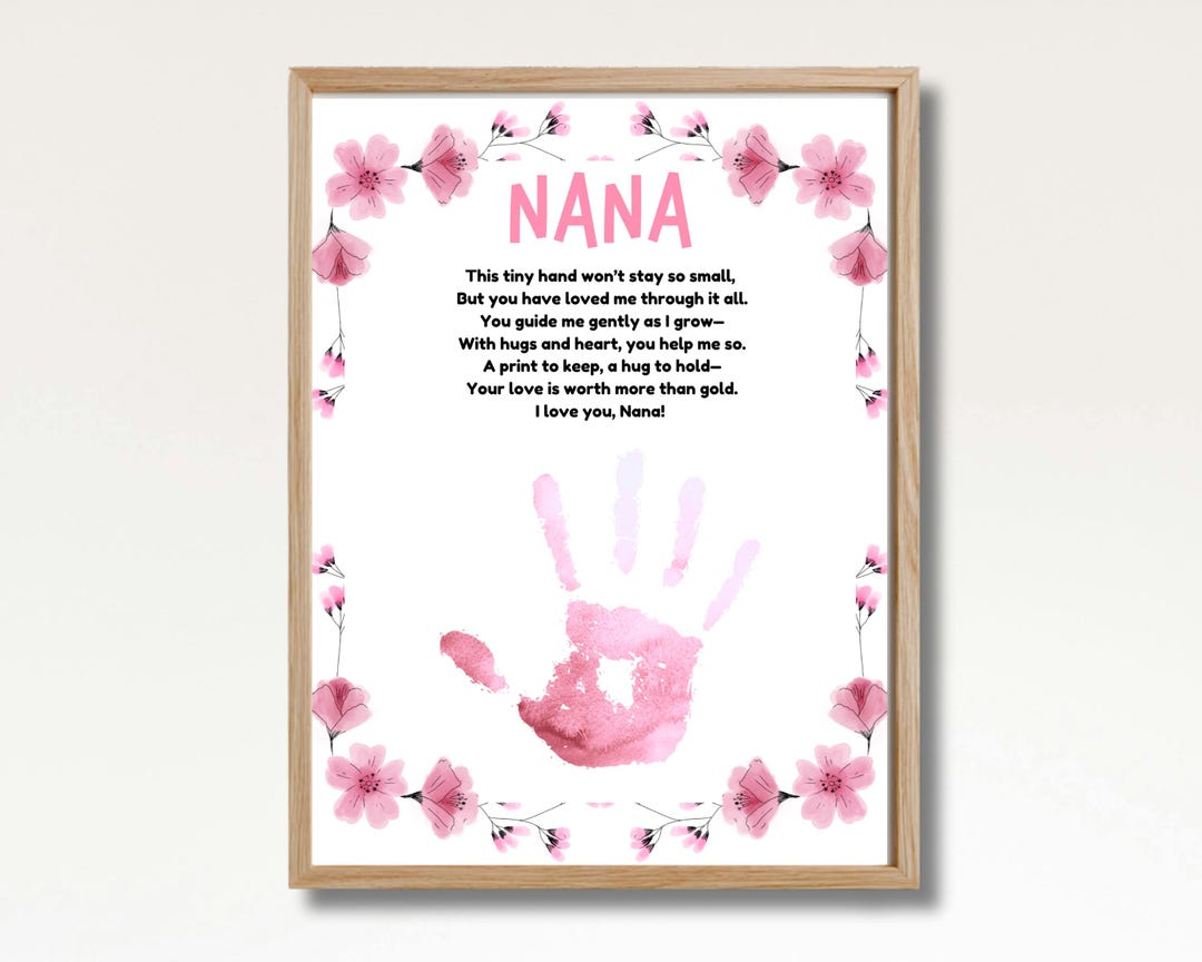 Grandparents Day Handprint Craft Poem Nana DIY Grandparent Gift From ...