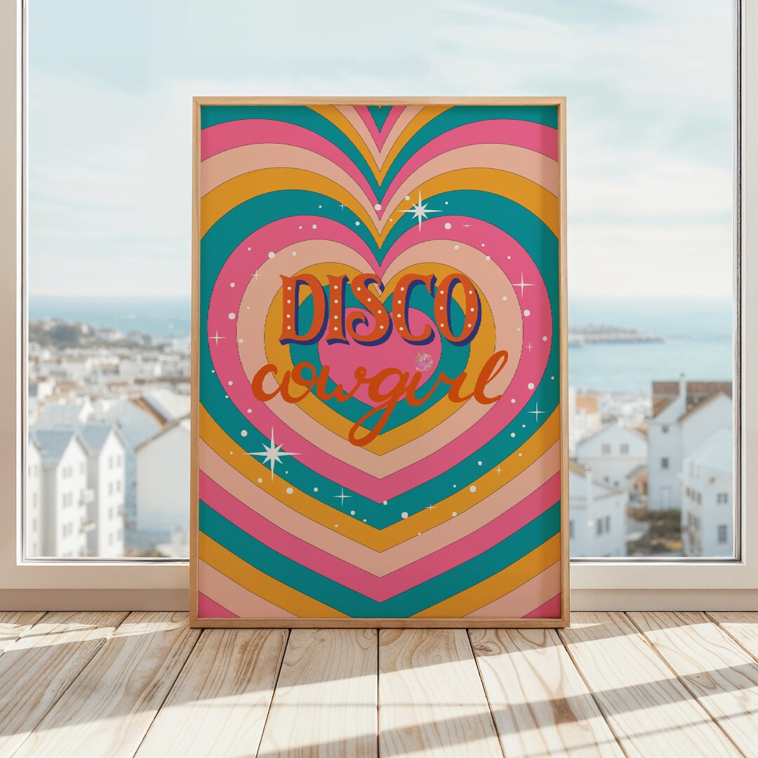 Disco Cowgirl Wall Art Print, Retro Cowgirl Print, Disco Cowgirl Poster ...