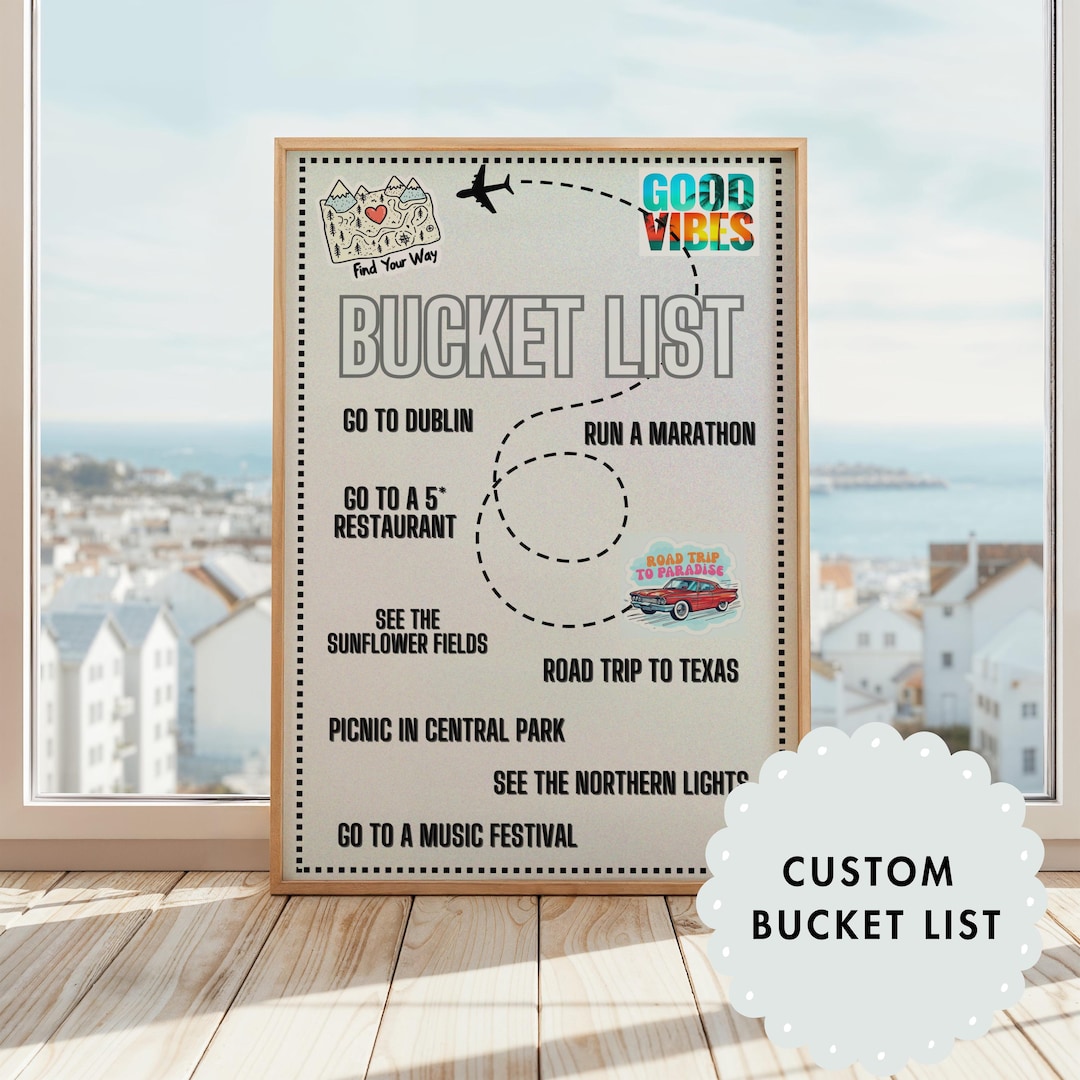 Custom Printable Bucket List Poster Personalized Bucket List Print ...