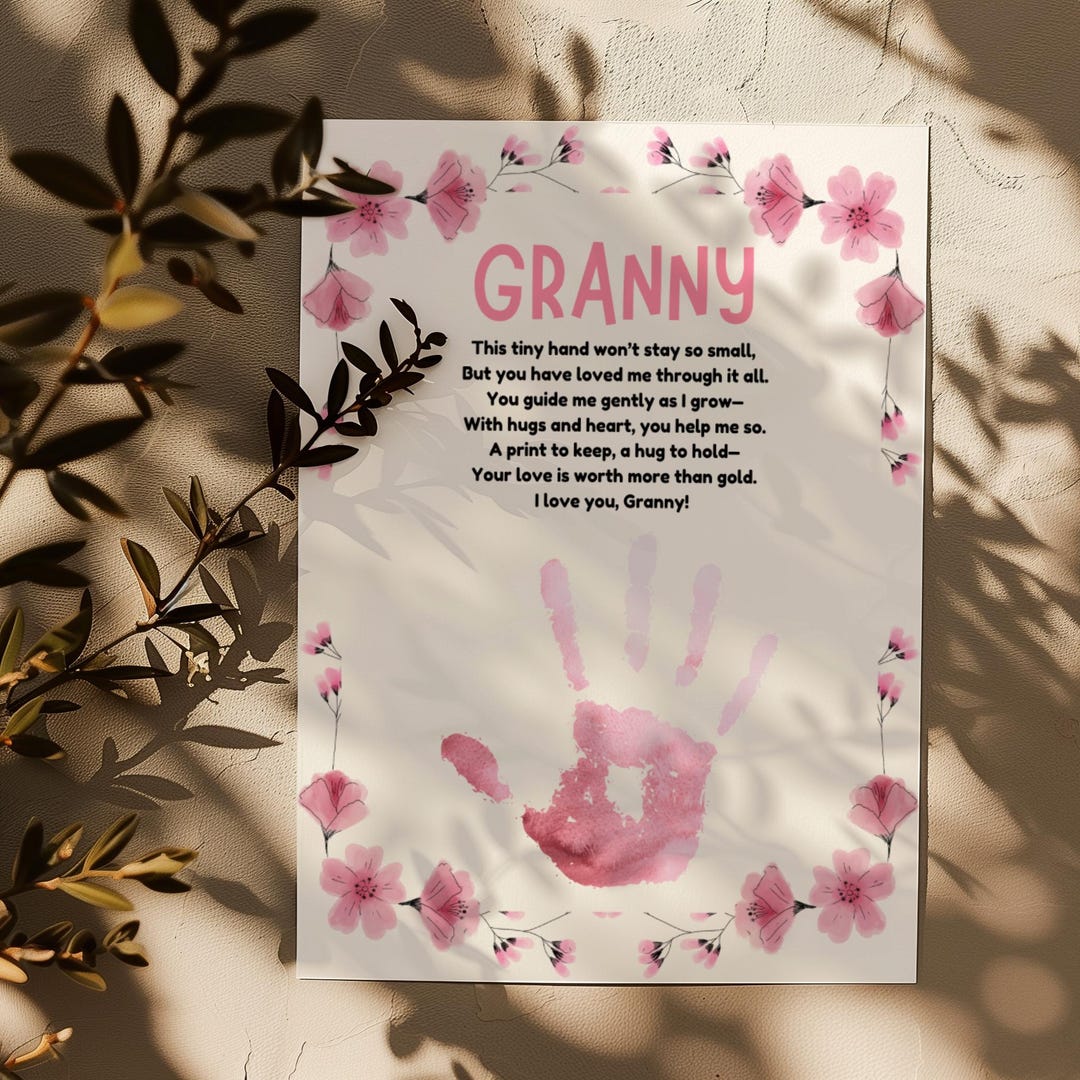 Grandparents Day Handprint Craft Poem Granny DIY Grandparent Gift ...