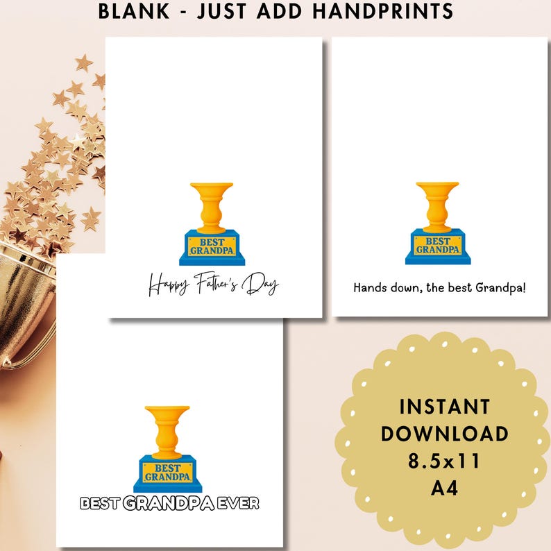 Father's Day Craft Handprint Grandpa Trophy Handprint DIY Grandfather ...