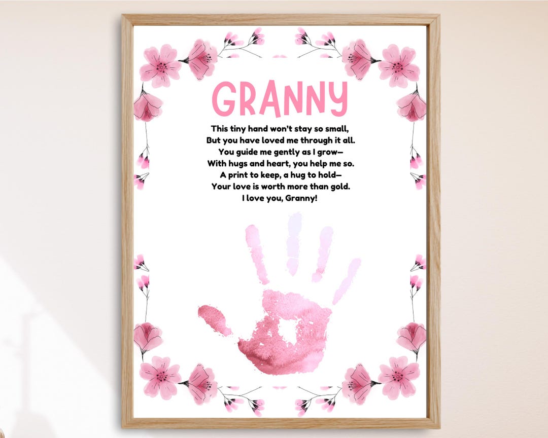Grandparents Day Handprint Craft Poem Granny DIY Grandparent Gift ...