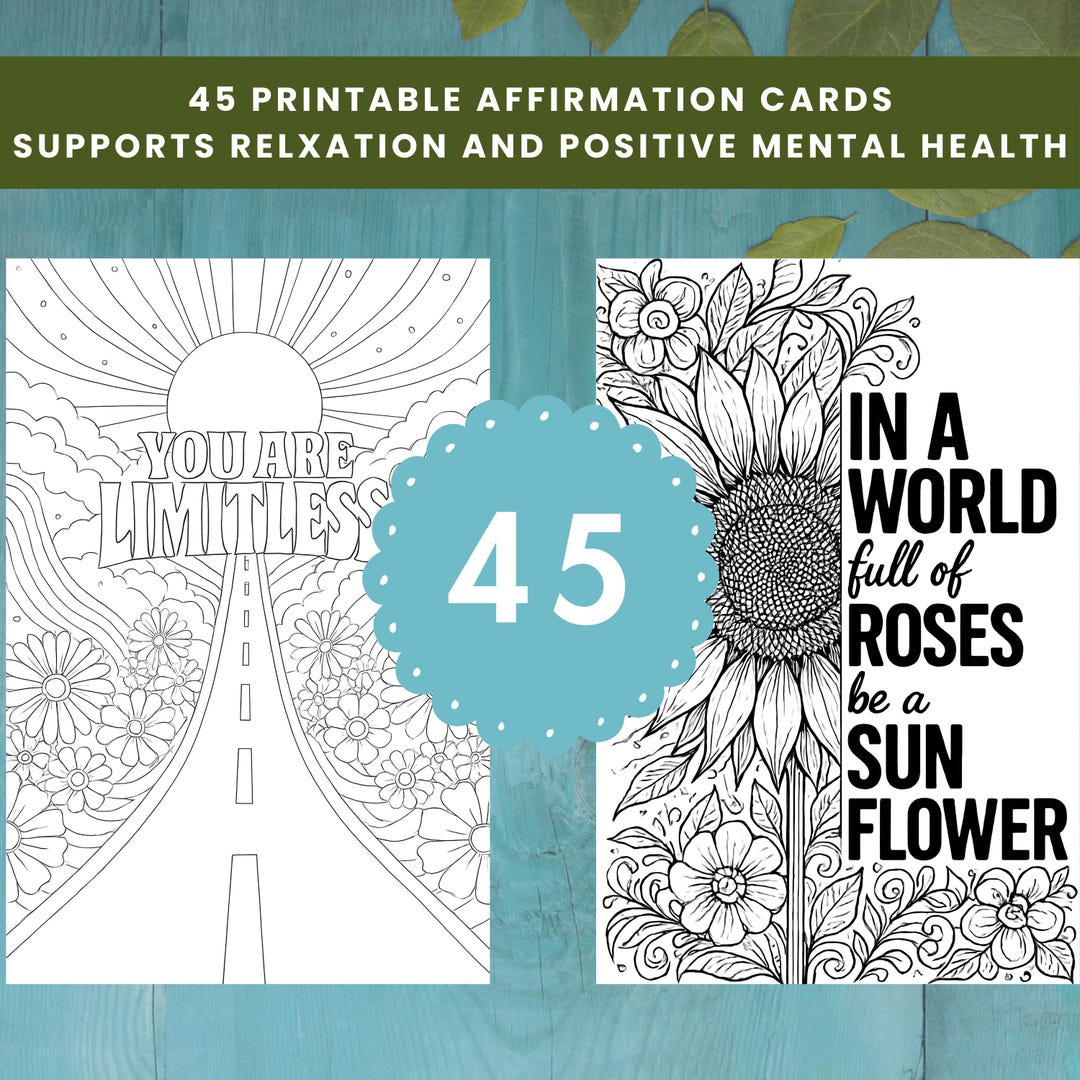 Printable Coloring Affirmation Cards Intention Self Esteem ...