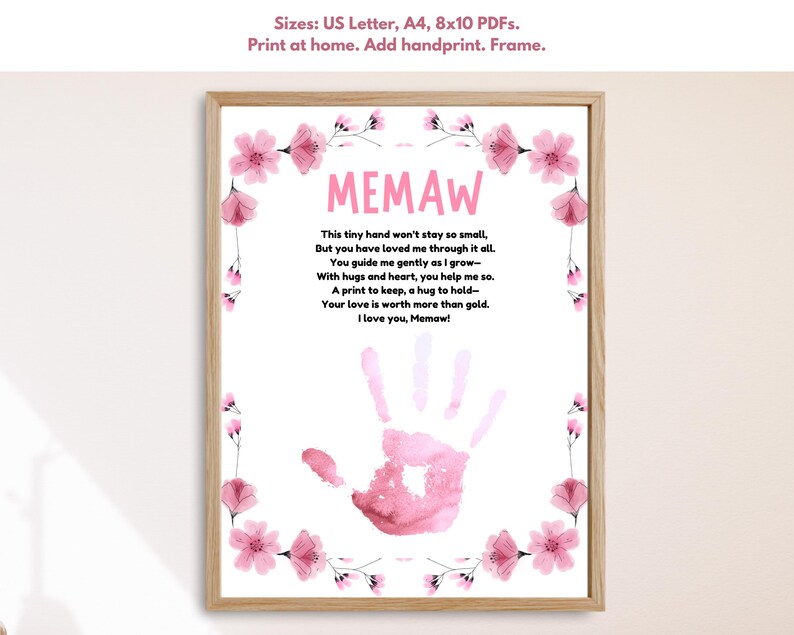 Grandparents Day Handprint Craft Poem Memaw Handprint DIY Grandparent ...