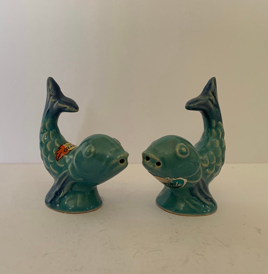 Vintage FISH Salt and Pepper Shakers (1950s) - Ceramic Blue Green From ...