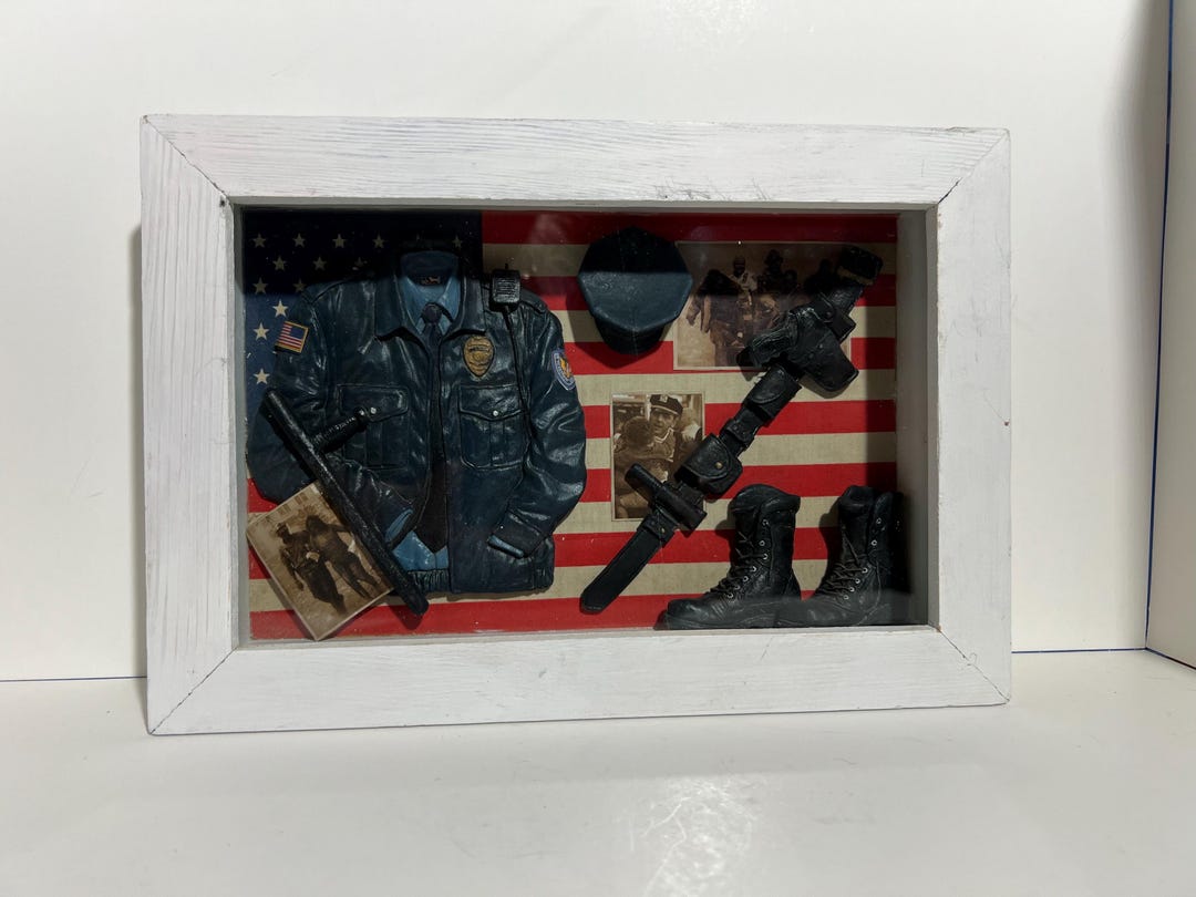 Vintage Police Officer Shadowbox Artwork, Unknown Manufacturer, No Date ...