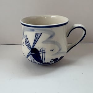 Vintage Pottery by DALC - Delft Blue/white Cup With Handle on Outside ...