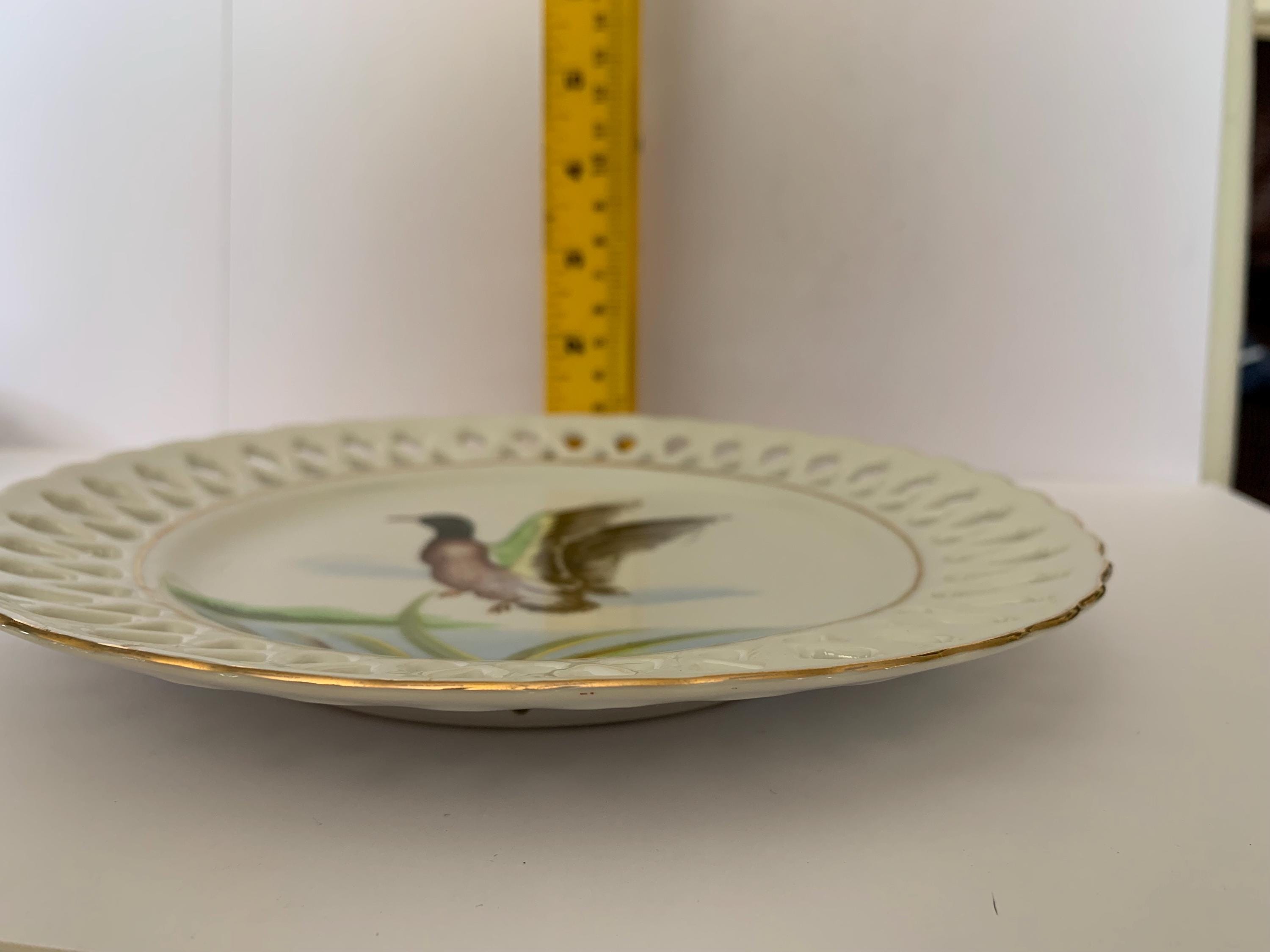Vintage Chase Hand-painted Duck Plate: White Ceramic With Gold Trim - Etsy