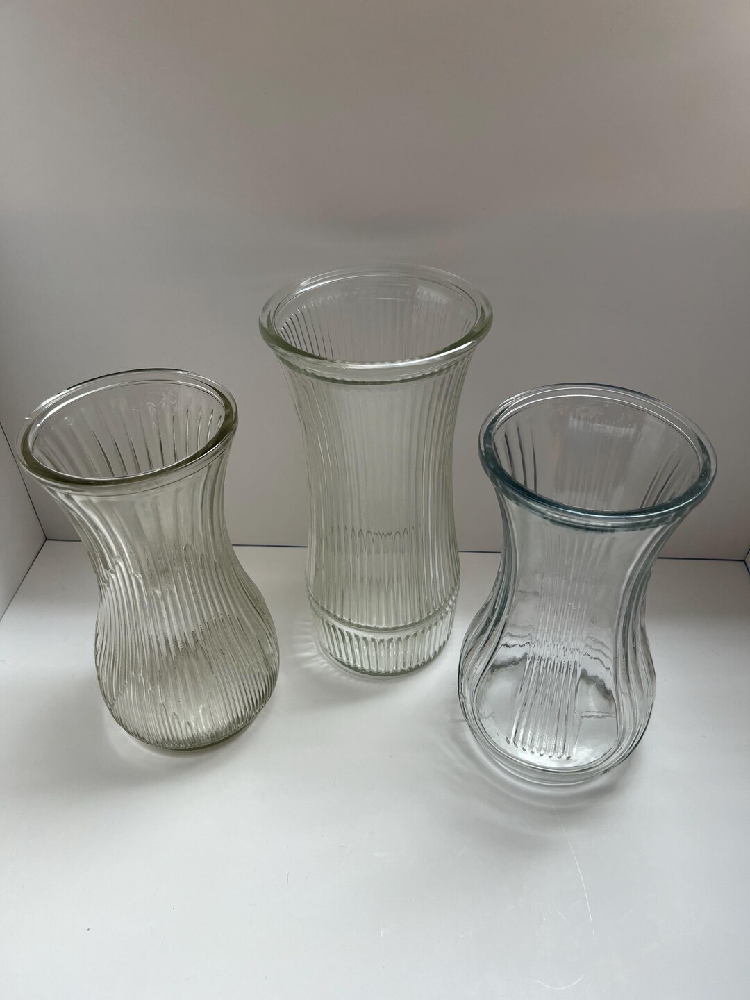 Vintage Hoosier Glass Vases: Art Deco Ribbed Beehive Style, 1950s-80s ...