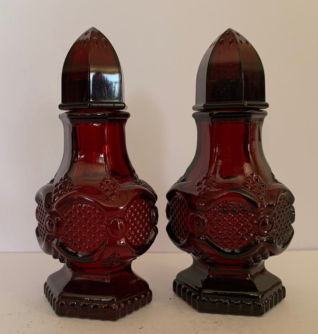 Vintage Avon Cape Cod Red Glass Salt and Pepper Shakers (may 1978) - Etsy