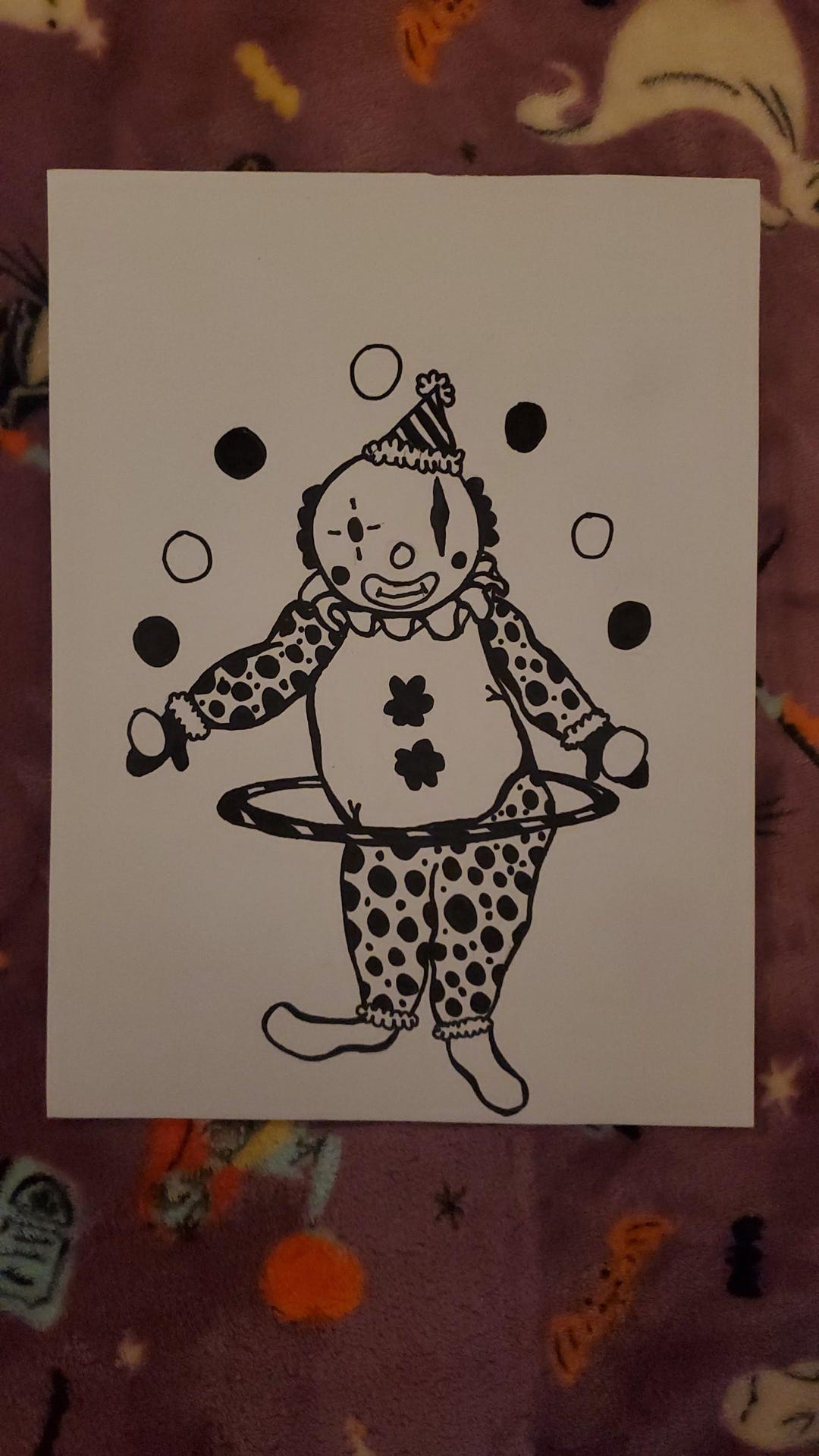 ORIGINAL DRAWING Carnival Circus Jester Clown Juggling Greyscale Tattoo ...